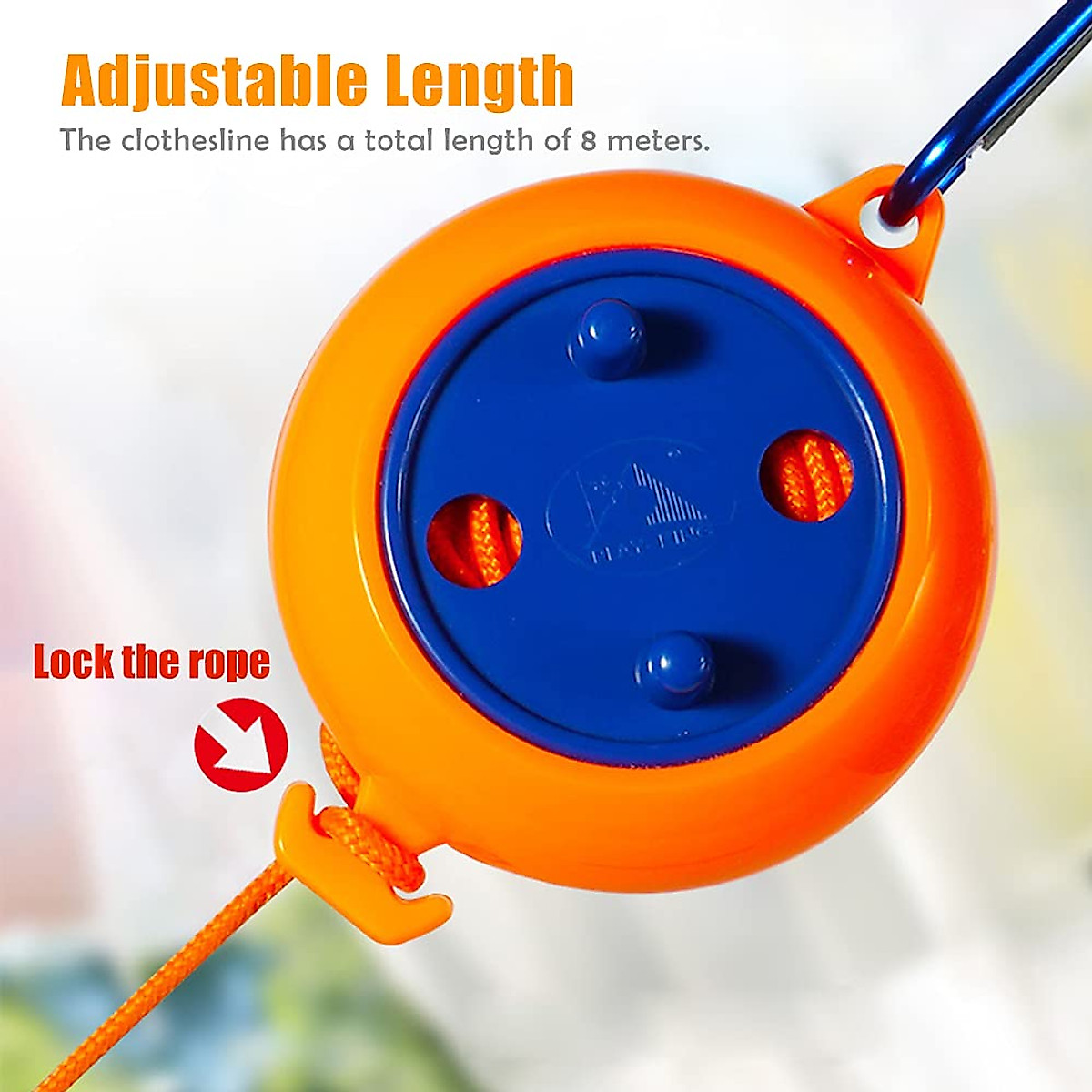 Portable Travel Clothesline, 26-Foot Retractable Clothesline with 10 Stoppers and 20 clothespins, Adjustable Indoor/Outdoor Laundry Line for Hotel, Cruise, Backyard