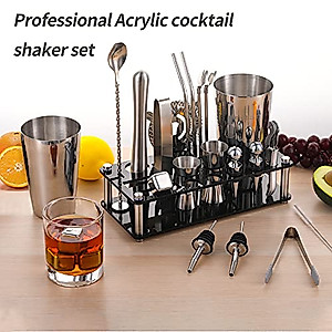 Cocktail Shaker Set Bartender Kit, 23 PCS Boston Shaker Tool Set with Stand, Drink Mixer Martini Shaker Bartending Kit, Bar Tools Bartender Tool Kit, mobzio Bar Accessories for The Home Bar Set