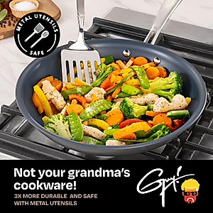 Guy Fieri's Flavortown Laser Titanium 12” Fry Pan with Lid - Non-stick Cookware Without PFAS, PTFE, or PFOA, 3x More Durable, Dishwasher Safe, Oven Safe