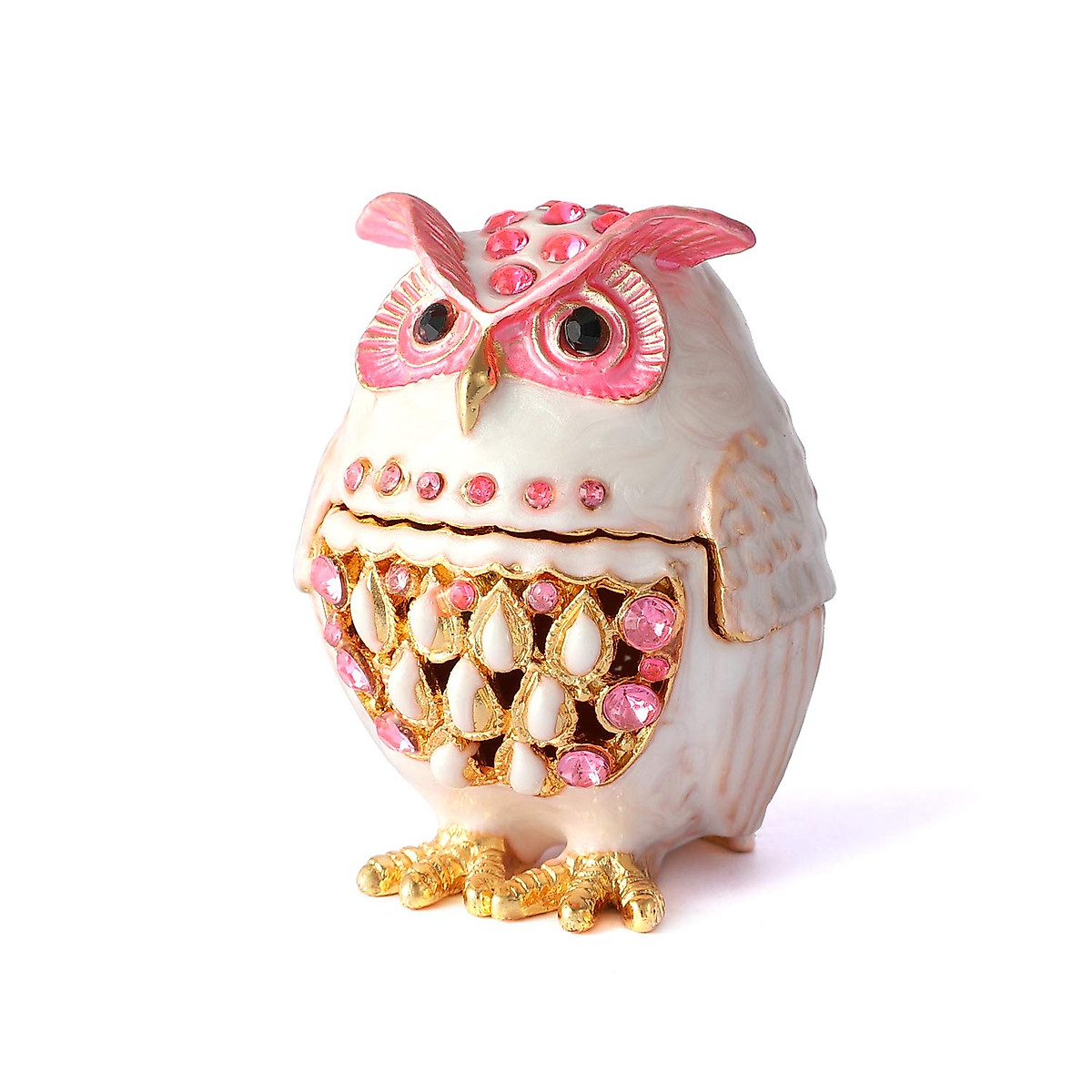 QIFU Owl Series Hand Painted Trinket Box with Rich Enamel and Sparkling Rhinestones Unique Birthday Gift