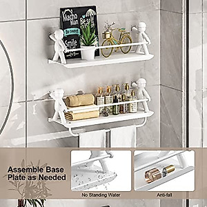 Floating Shelves Wall Mounted, DUSASA 2 Pack Modern Metal Wall Shelves for Bathroom, Kitchen, Bedroom, Bathroom Shelf with Floating Shelves White