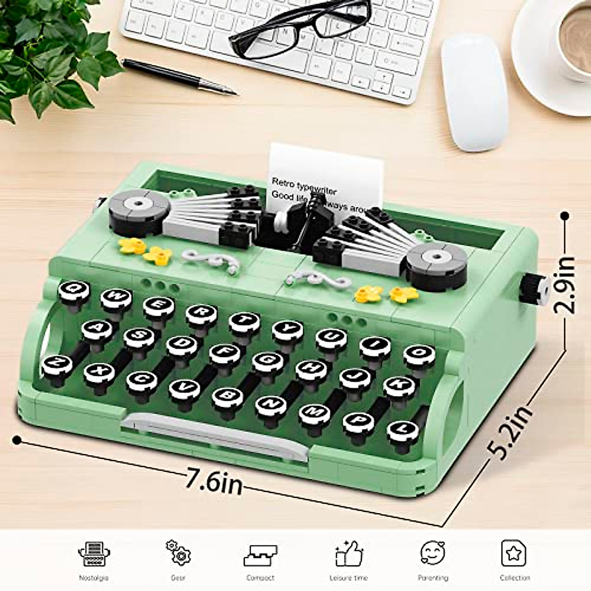 PATRI MOYE 918PCS Ideas Retro Typewriter Building Blocks Set for Adults,Collectible Retro Display Toys Model,Classic Printer Models Building Set,Best Nostalgic Gift for 6+ Year Old Kids