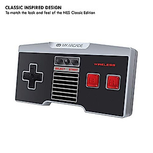 My Arcade GamePad Classic - Wireless Game Controller - Compatible with Nintendo NES Classic Edition, Wii, Wii U - Adapter Included - 30 Feet Range - Home Button - Battery Powered - Ergonomic Design