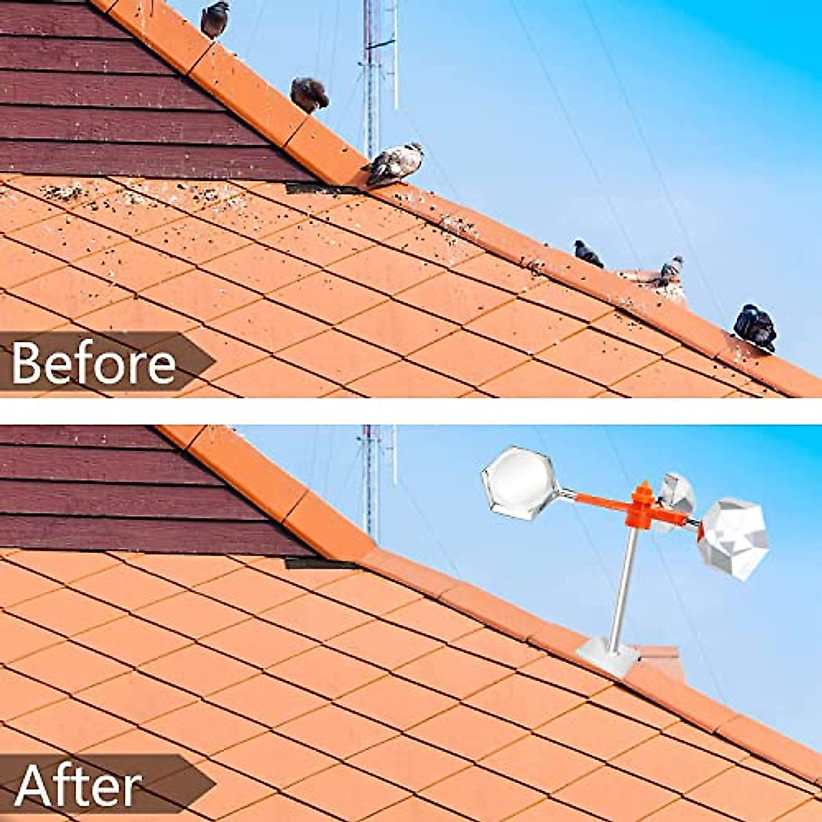 360 Degrees reflec Installed in Various Directions, Smooth Polishing Harmless Deterrent for Roof, Boat and The Top of Tall Chimney, 1Pack