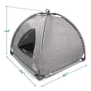 Winsterch Cat Bed for Indoor Cats,Kitten Bed,Cat Cave Bed,Warm Enclosed Covered Cat Tent,Outdoor Cave Bed House for Cats,Puppy or Small Pets (18.5'' x 18.5'' x 15.8'', Grey)