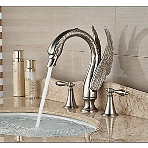 Kitchen Taps Faucet Morden Luxury Brushed Nickel Bathtub Faucet 3 Pieces Bathroom Faucet Two Handles Mixer Tap