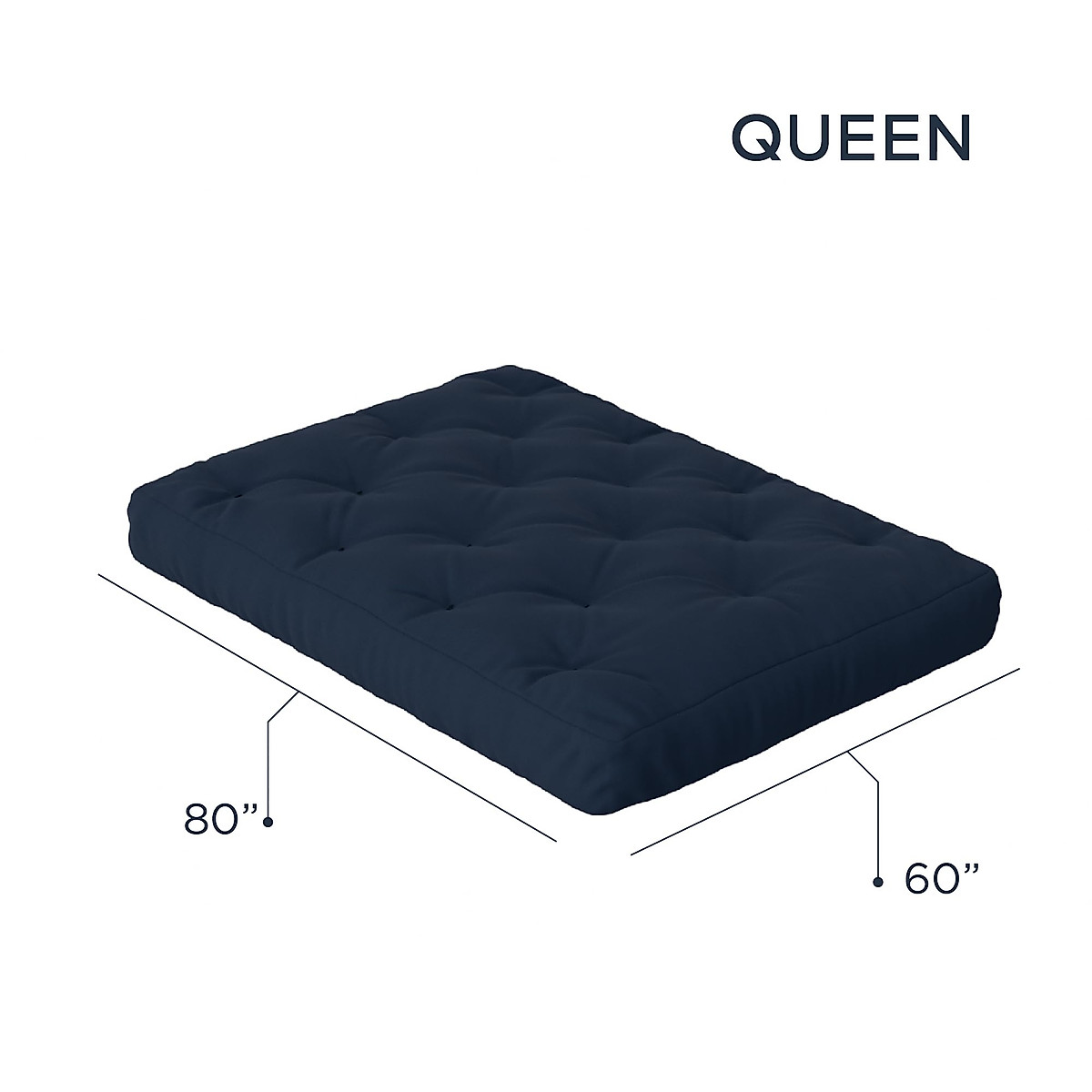 Royal Sleep Products by The Futon Factory 8 inch Foam Futon Mattress - Solid Navy Cover - Queen Size - CertiPUR Certified Foams - Made in USA - (Frame not Included)