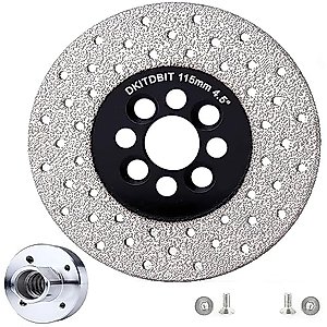 Diamond Tile Cutting Grinding Wheel, 4-1/2inch Disc Blade for Angle Grinder to Cut Grind Polish Porcelain Ceramic Marble Stone, with Dual Diamond Coverage and 5/8-11 Arbor Adaptor, Durable Efficient