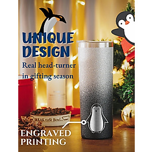 Onebttl Penguin Gifts for Women Teens, Penguin Tumbler for Penguin Lovers on Birthday, Mother's Day, Cute 20 oz Insulated Stainless Steel Tumbler with Lid and Straw - Glitter Cute Penguin