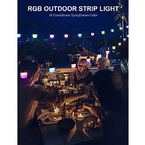 NPET Led Outdoor String Lights,Waterproof Edision Bulbs with RGB Color，Music Sync，Shatterproof WiFi Control Patio Lights，Commercial Grade Outside Lights for Indoor Outdoor,Home Decor,Wedding Party