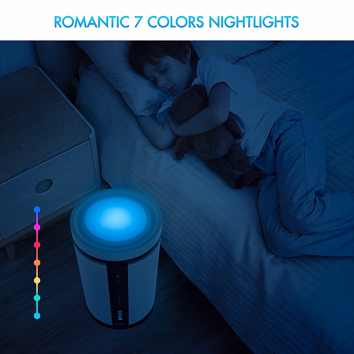 Dehumidifiers for Home Room Up to 700 sq ft, SEAVON 85oz Larger Water Tank Quiet Portable Dehumidifier for Basement Bathroom Bedroom Closet RV, Equipped with Sleep Mode Auto off 7 Colors Light