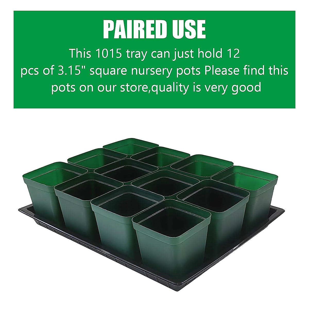 RooTrimmer Grow-Green 10-Pack Microgreen Seed Starter Grow Trays for Seedlings, Shallow Seeding Germination Flats Non Standard 1015 Tray no Holes Plant Sprouter Propogation Tray