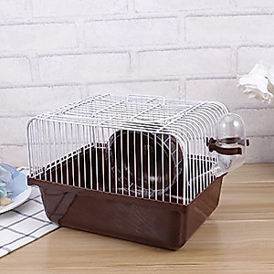 Gerbil Carrier Hamster Cage Portable Travel Rat Cage with Handle Gerbils Cages Small Animal Carry Case Pets House Habitats for Going Out Traveling (Coffee) Chinchilla Carrier