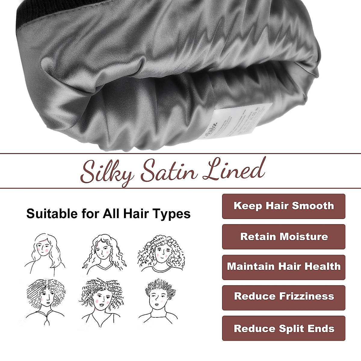 Satin Lined Winter Beanie Hats for Women Knitted Watch Hat with Silk Lining Unisex Solid Skull Cap