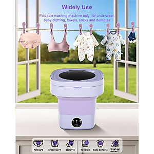 Portable Washing Machine, 9L Mini Laundry Washer with 3 Modes Cleaning for Underwear, Baby Clothes, Sock, Small Delicates. Foldable Washer and Dryer Combo for Apartment, Home, Hotel,Camping,RV(Purple)