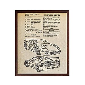 Turnip Designs F40 Patent Poster Car Decor Automotive Art Exotic Sports Car Mechanic Gift Teen Boy Wall Decor Vintage TDP241