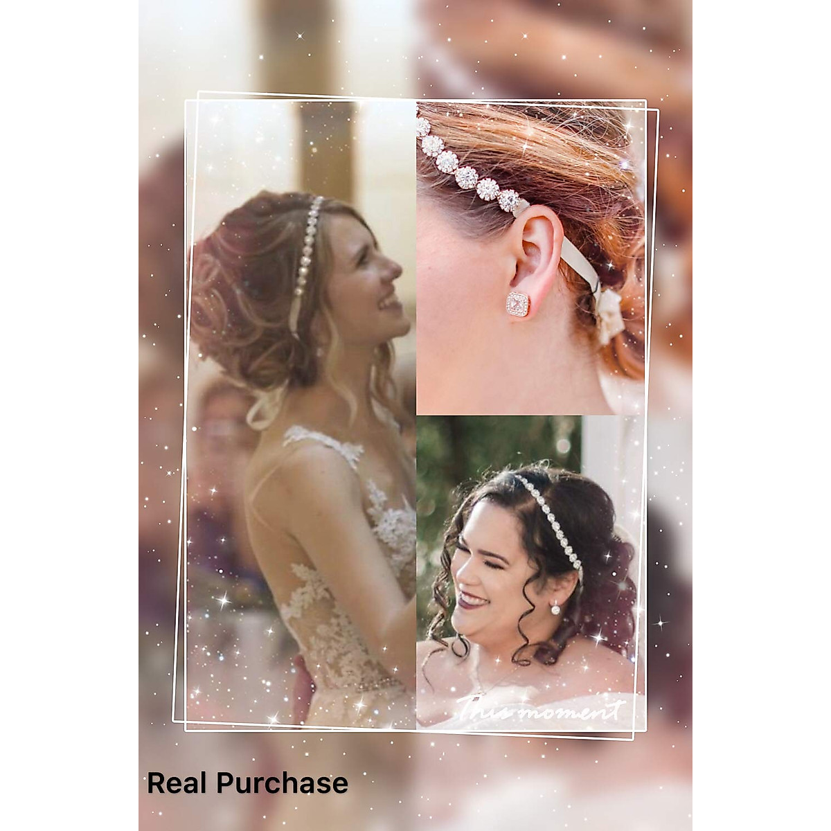 Oriamour Crystal Wedding Headband Bridal Headpiece Rhinestone Bridal Hair Accessories For Brides Flower Girl Bridesmaids Silver