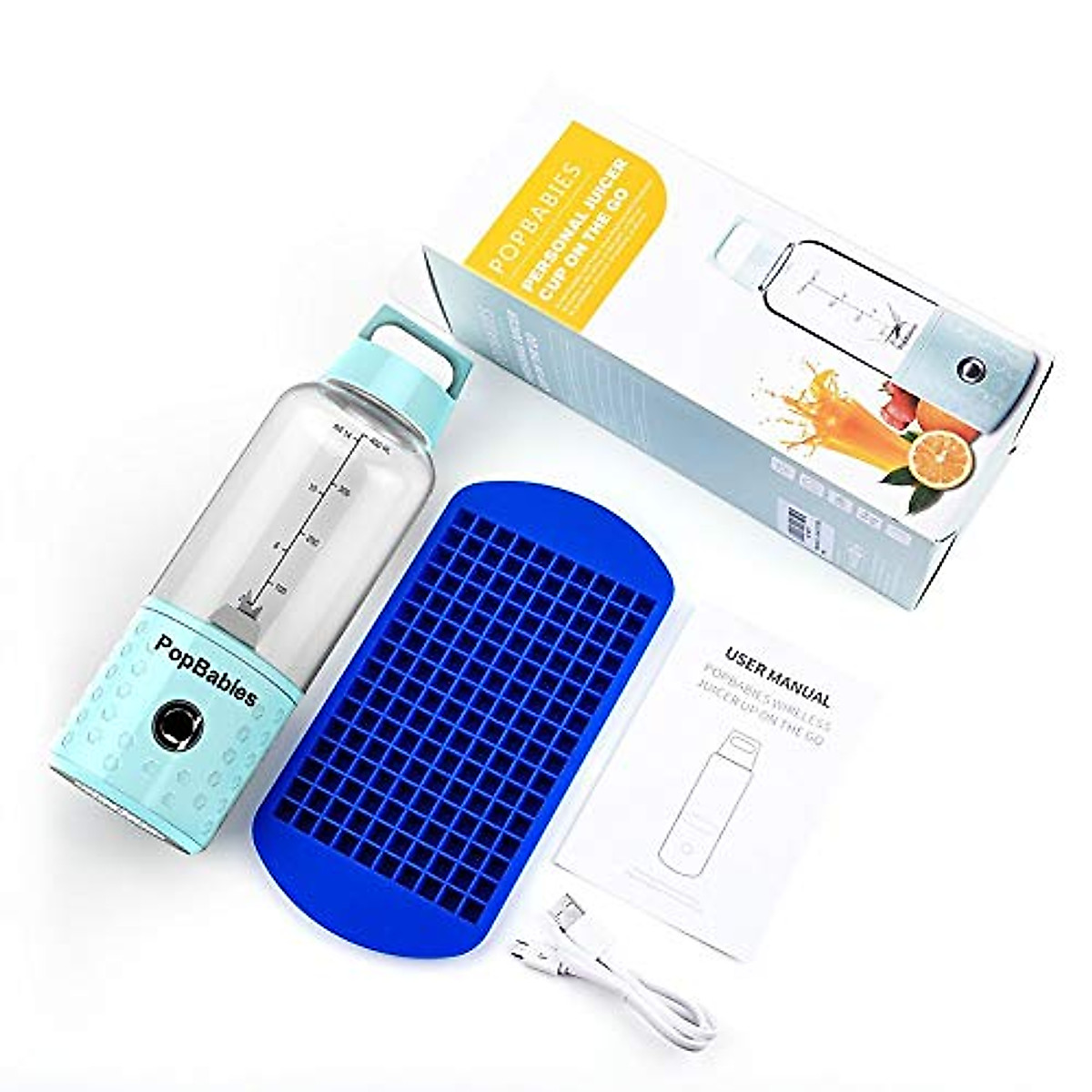 Portable Blender, PopBabies Personal Blender, Smoothie Blender. Rechargeable USB Blender Corolina Blue