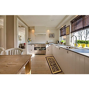 Kitchen Rug Non-Skid | Runner Mat Non-Slip Rug for Kitchen Floor with Rubber Backing Floor Mat | Low Profile (20" x 59") (1923-Brown)