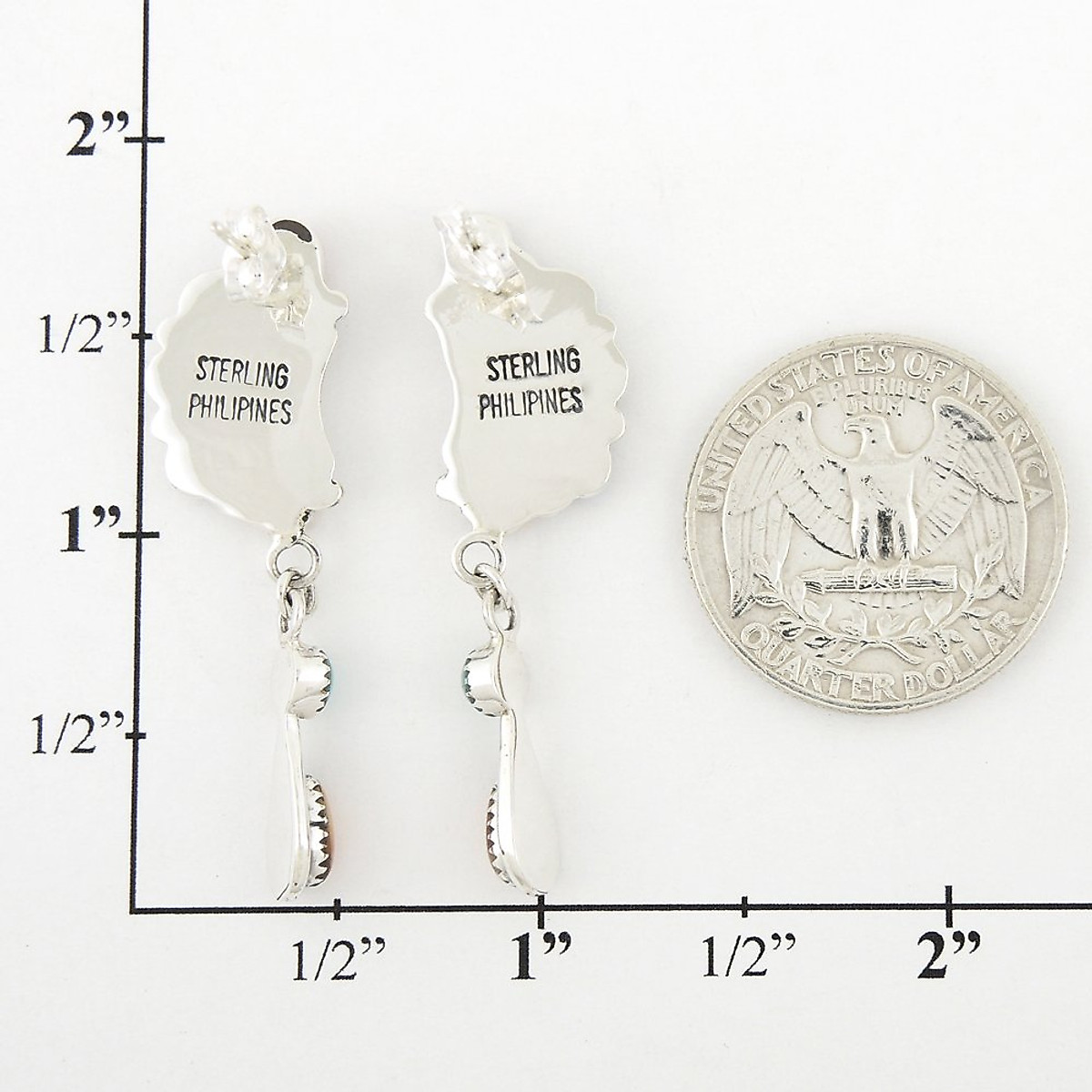 Turquoise Earrings 925 Sterling Silver & Genuine Turquoise (Turquoise)