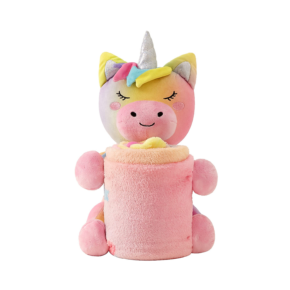 Girl's Unicorn Stuffed Animal Plush Blanket Set - Kids, Security Throw, Snuggle Pet & Comfort Sleeping Toy, Pink
