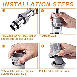 Vataler Anti-Odor Flexible Sink Drain Kit 1 1/4 For Bathroom Sink & Kitchen, Expandable P Trap Universal Drain Flex-Drain Tubing, Total Length 19-44 Inch (Gray)