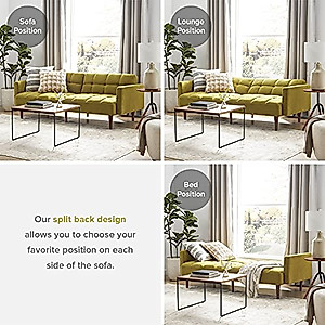 mopio Aaron Futon Convertible Sofa Sleeper Futon Twin Size with Arms Split Back Design 77.5" (Velvet, Antique Gold)