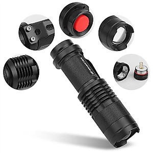 Fdit Torch Flashlight Ultra Bright LED Tactical Flashlight Perfect for Camping Biking Home Emergency 395/365 nm (Batteries Not Included)(365nm)
