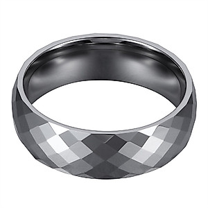 L-Ring 8MM Tungsten Comfort Fit Wedding Band Ring Multi Faceted High Polish Dome Ring, Size 6-14(10)