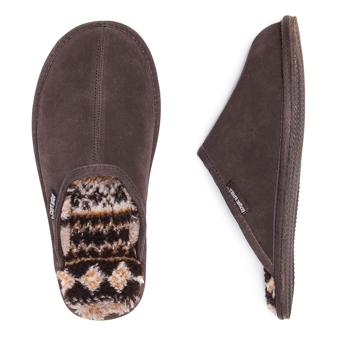 MUK LUKS mens Dave Slipper, Chocolate, 10 US