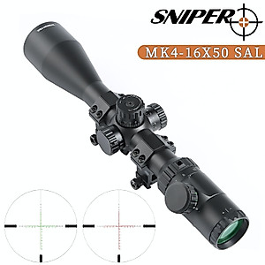 MK 4-16X50/6-24X50 Hunting Rifle Scope 30mm Tube Red/Green/Blue Illuminated Glass Etched Reticle SFP Riflescope w/Side Parallax Adjustment (MK4-16X50)
