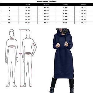 NUTEXROL Womens Thickening Long Fleece Sweatshirt String Hoodie Dress Pullover Plus Size, Large, Black