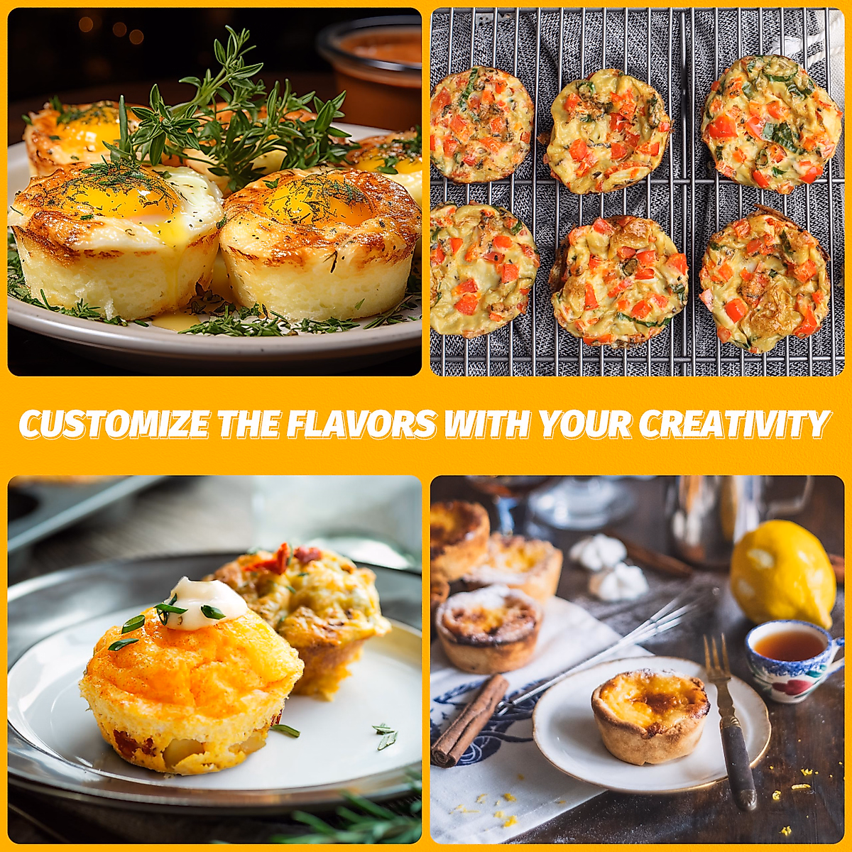 FineMade Silicone Egg Bite Molds for Instant Pot and Sous Vide Egg Bite Maker, 2 Pcs of 4 Inch Large Molds, 2 Pcs of 4-in-1 Mini Molds, Ideal for Breakfast Sandiwches, Healthy Snacks or Desserts