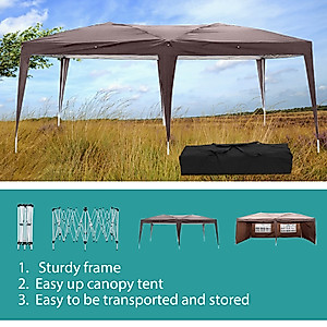 BELANITAS 10x20 Canopy Tent with 4 Walls Folding Tent,Two Doors and Two Windows Pop Up Canopy,Adjustable Height Pop Up Canopy Tent,Outdoor Party Tents for Events,Brown