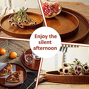 Fdit Wood Serving Plate Tray for Dessert Cake Coffee Red Tea Kitchen or Restaurant Using (33cm / 12.99 inch)