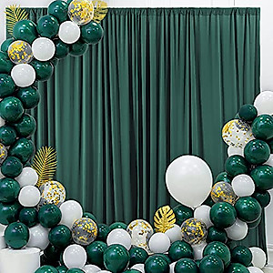 Hunter Green Backdrop Curtain for Parties Wrinkle Free Dark Green Photo Curtains Backdrop Drapes Fabric Decoration for Baby Shower Birthday Party Photography 5ft x 7ft,2 Panels