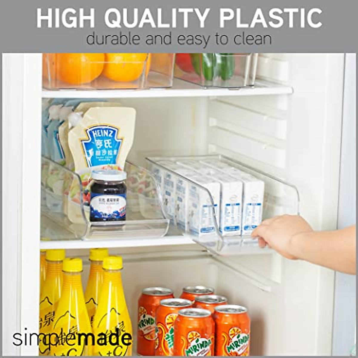 SIMPLEMADE Drink Container for Refrigerator, Can Dispenser Rack, Clear Pop Holder for Refrigerator and Freezer, Multipurpose Pop Can Organizer for Kitchen, Office, Bathroom