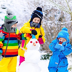 12 Pieces Baby Boy Hat Scarf Mittens Set Toddler Winter Warm Hat Knitted Beanie Gloves for Boys (Medium)