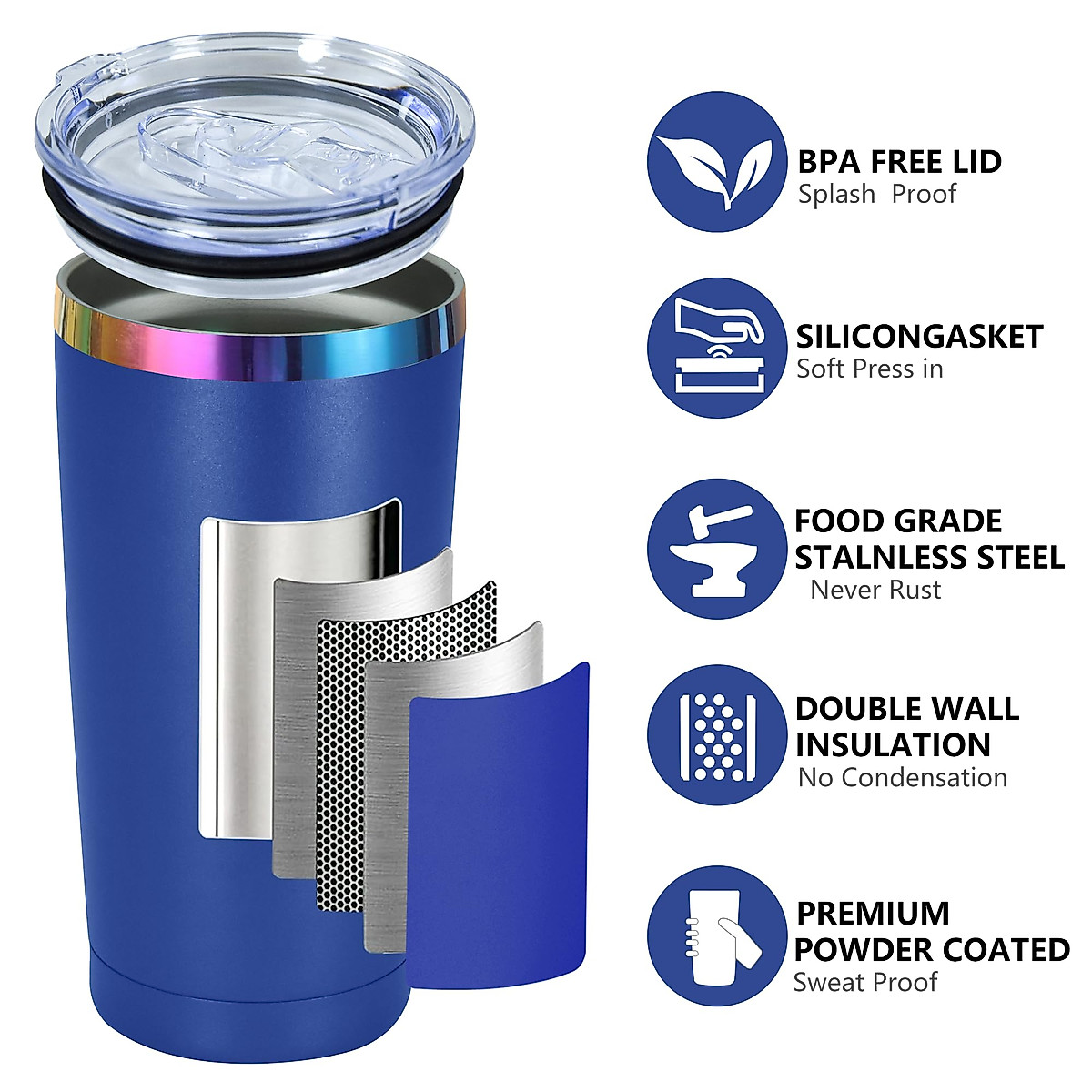 Icesip 20oz Tumbler with Lid And Straw,Stainless Steel Vacuum Insulated Mug,Double Wall Vacuum Insulated Coffee Cups for Cold & Hot Drinks,Insulation Travel Tumblers Cups