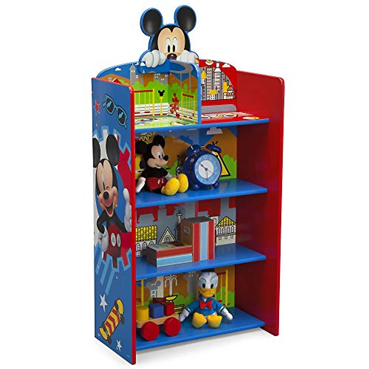 Delta Children Wooden Playhouse 4-Shelf Bookcase for Kids, Mickey Mouse