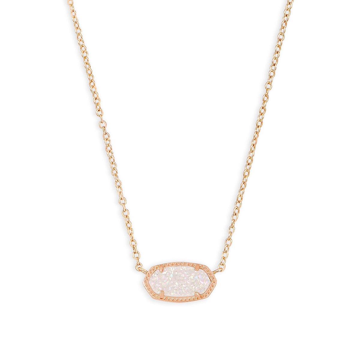 Kendra Scott Elisa Pendant Necklace for Women, Fashion Jewelry, 14k Rose Gold-Plated, Iridescent Drusy
