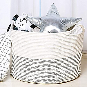 INDRESSME XXX Large Rope Basket (Set of 2)-Woven Pillow, Blanket Basket Laundry Basket