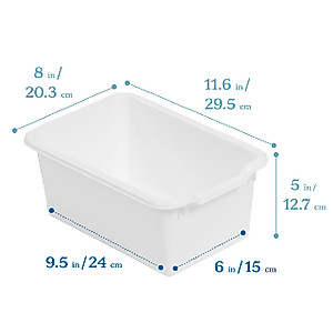ECR4Kids Scoop Front Storage Bins, Multipurpose Organization, White, 10-Piece