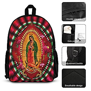 WayGoTee Virgin Mary Our Lady of Guadalupe Backpack Bookbag With Shoulder Bag Pencil Bag Set Bookbags 3pcs Set Gifts