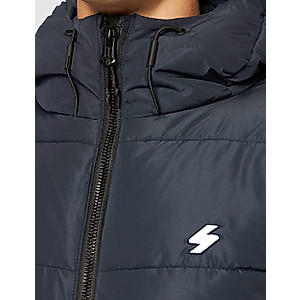 Superdry Mens Sports Puffer Hooded Jacket, Relaxed Fit Eclipse Navy Size Xxl
