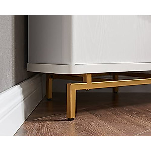 Home Source 68" Liquor Cabinet with Half Moon Handles and Metal Base, Ideal for Bars & Wine Cabinets and Kitchen Storage Cabinets, Wine Bar Cabinet with Storage for Kitchen,Dining Room,White