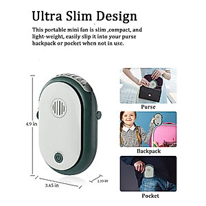 Portable Hanging Neck Fan Wearable Personal Handheld Fan Battery Operated USB Rechargeable 3 Speed Mini Handheld Air Cooling Necklace Fan for Women Eyelash Makeup Camping Outdoor (D-green)