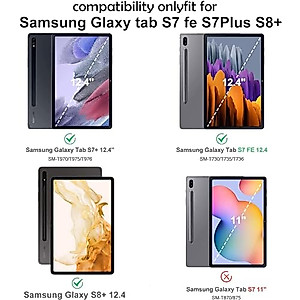 Keyboard Case for Samsung Galaxy Tab S7 FE / S7 Plus / S8+ / S8 Plus 12.4'', with S Pen Holder, 7 Color Backlit, Detachable Wireless Bluetooth Keyboard,Deep Green