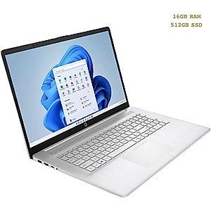 HP 2022 Latest Laptop - 12th Gen Inter Core i7-1255U - 17.3" Diagonal, HD+ (1600 x 900) - Touch - 16GB DDR4-512GB PCIe NVMe SSD - Backlit Keyboard - WiFi 6 - HDMI1.4b - Webcam - Windows 11 Home