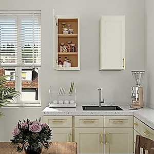 LOVMOR Kitchen Wall Cabinet & Cupboard, Medicine Cabinet,Bathroom Cabinet Wall Mounted with Doors and Shelves, 12" D*9" W*42" H, Shaker Antique White